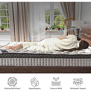 10" Queen Memory Foam Mattress & Cooling Mattress in a Box, Comfy Firm Mattress & Hybrid Mattress with Diamond Innerspring Hybrid & Cooling Gel Memory Foam, Pressure Relief and Support (10", Queen)