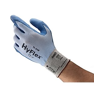 Ansell HyFlex 11-518 Nylon Light Weight Safety Glove with Dyneema Technology, Work/Cut Resistant, Size 10, Blue (Pack of 12 Pair)