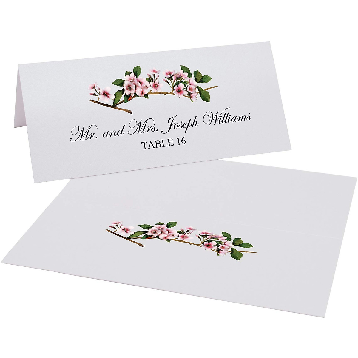 Pink Cherry Blossoms Place Cards, Set of 60, Pre-cut and Scored - Wedding, Party, Dinner, and Special Events - Made in the USA