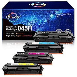 Uniwork Compatible Toner Cartridge Replacement for Canon 045 045H Cartridge 045 CRG-045H for Color imageCLASS MF634Cdw MF632Cdw LBP612Cdw MF632 MF634 Laser Printer Toner Ink, 4 Pack