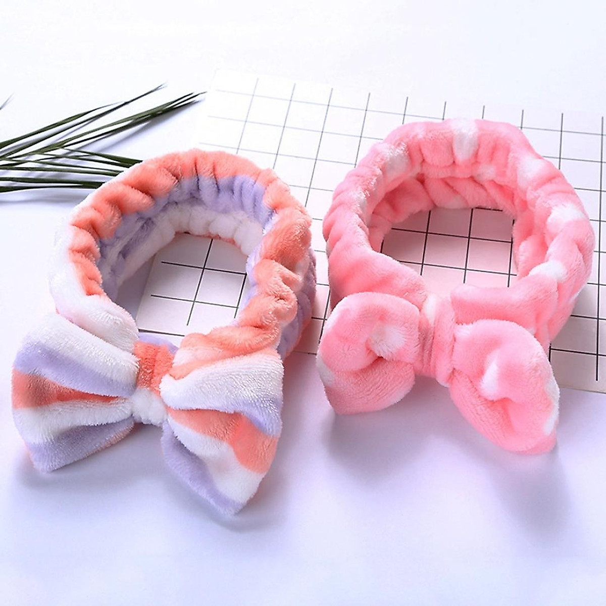 Soft Hairband,Datework Cute Women Girl Elastic Makeup Bow Knot Head Wrap Bath Spa Face Headband,Face Washing, Facial Mask, Spa, Cosplay, Party, (G)