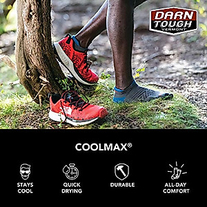 Darn Tough (1054) Run Coolmax No Show Tab Ultra-Lightweight with Cushion Men's Sock - (Gray, Large)