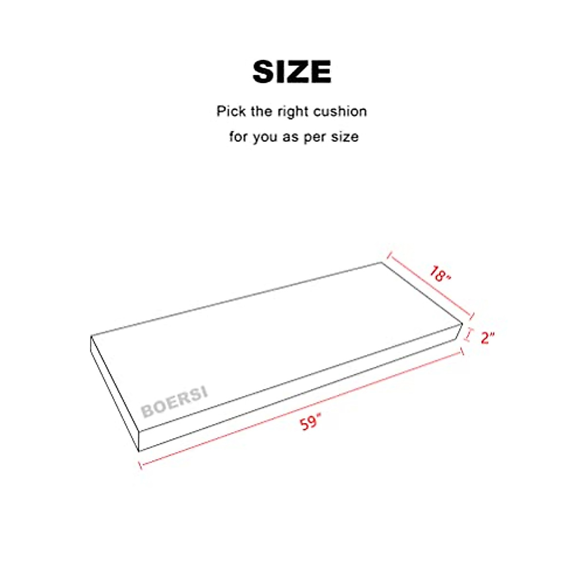 FINDEN Outdoor Bench Cushion, Patio Bench Cushion Indoor, Patio Furniture Chair Cushion Bench Pad, Custom Size Bench Seat Cushion,Bay Window Sofa Garden Cushion 59 x 18 x 2 Inch,Cushion-Blue