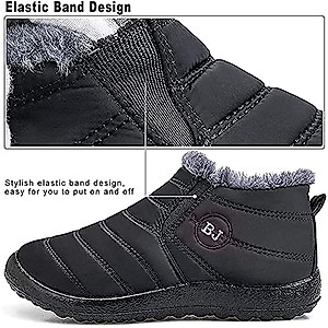 HAVINA Womens Warm Snow Boots Outdoor Fur Lining Winter Shoes Anti-Slip Lightweight Ankle Bootie Black 41