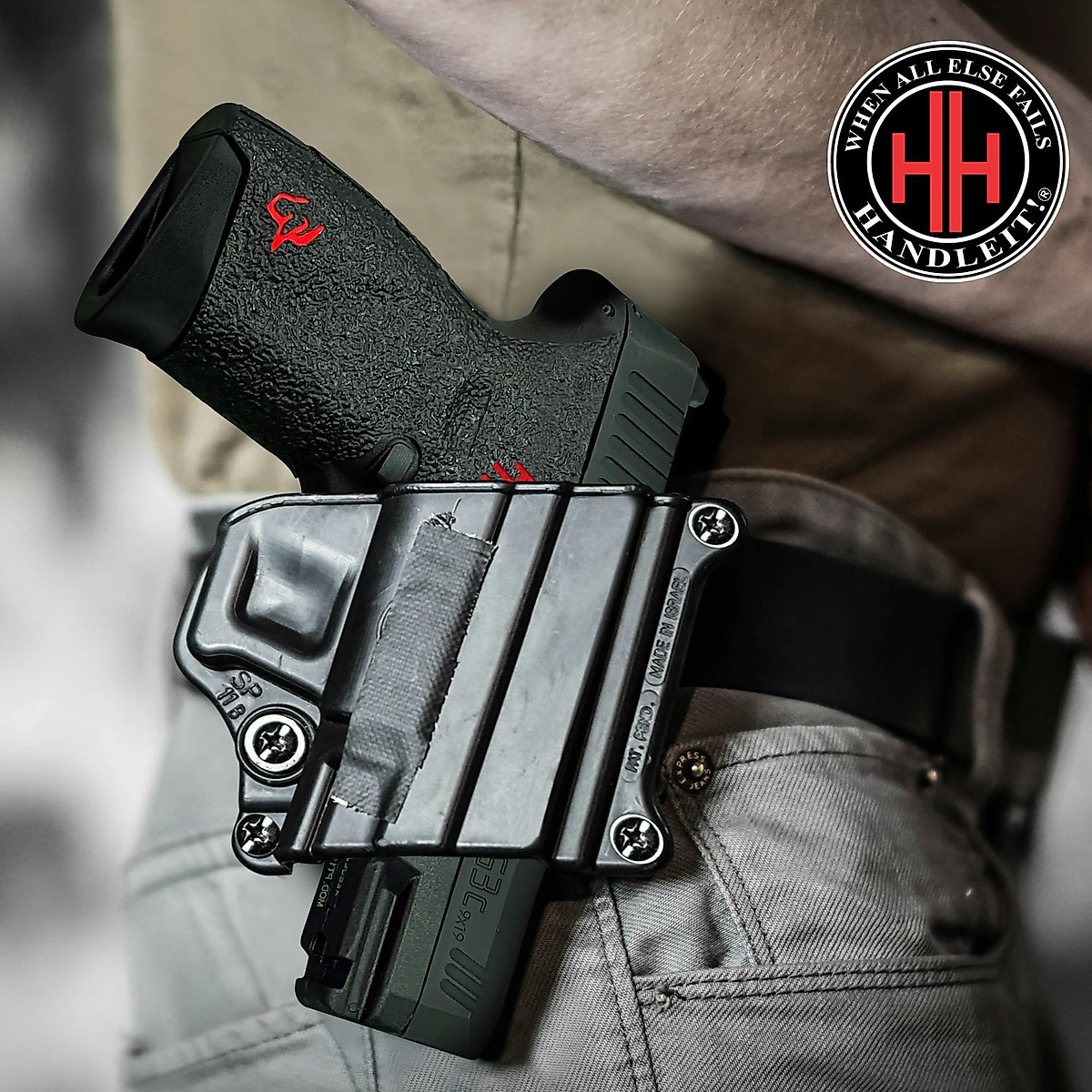 Handleitgrips Gun Grip Tape Compatible with Taurus G3C | Black Textured Rubber Pistol Grip Tape with Red Insert | Gun Accessories | Veteran Owned