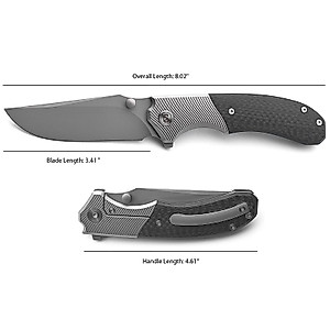 Miguron Knives M Centurion Flipper Folding Knife 3.5" S90V Blade Titanium And Black Carbon Fiber Handle Camping Hiking Pocket Knife MGR-609CBK
