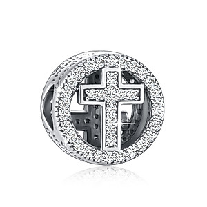 ANGEMIEL 925 Sterling Silver CZ Charms All Things Are Possible Fit European Snake Bracelets