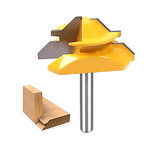 TOEVER 1/4 Inch Shank Router Bit，45 Degree Lock Miter Router Bit , for 31/64", 37/64",3/4" Cutting Height,3-Piece Joint Router Bits, Wood Milling Cutter Glue Joint Tools Set(3PCS 1/4 Shank)