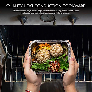 Small Aluminum Pans Take Out Containers (50 Pack) 50 Foil Oblong Pans and 50 Cardboard Lids - 1 Lb Tin Pans - Disposable Food Storage Containers for Cooking, Baking and Meal Prep