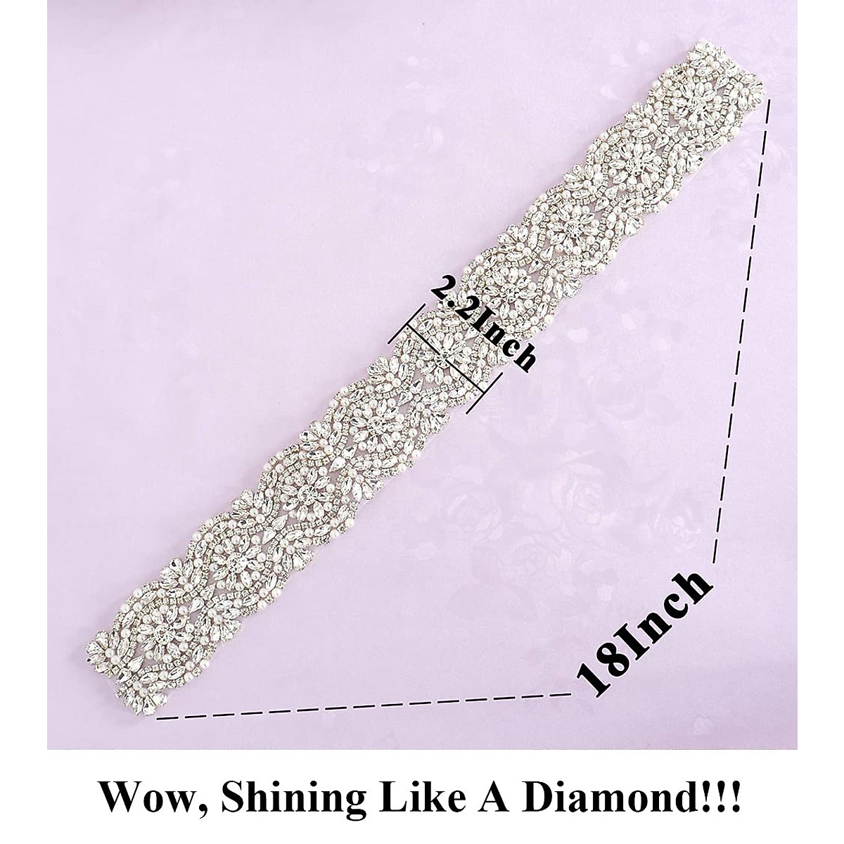 Pardecor Wedding Belt Rhinestone Belt Bridal Wedding Dress Sash Trim Rhinestone Applique Dress Belt Crystal Sash Accessories (327 Silver)