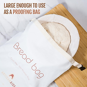 12x17 Bread Bag, Bread Storage for Homemade Sourdough, Reusable Bread Bags for Homemade Bread, Buckle Closure, Machine Washable, Freezer Safe, BPA Free, Gifts for Sourdough Bakers