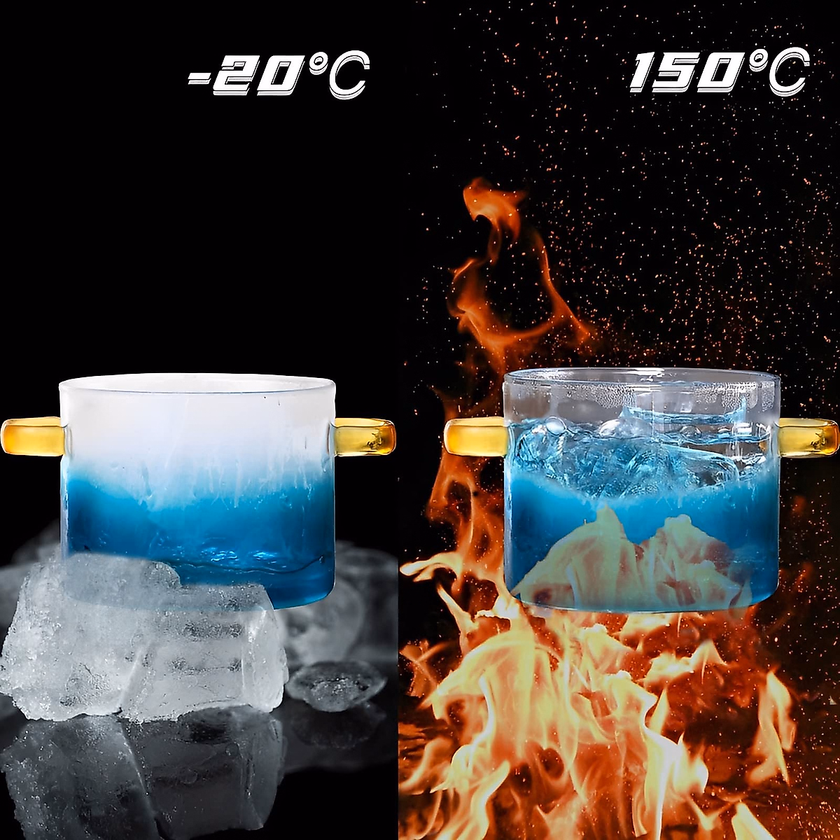 Gradient Blue Glass Pots For Cooking On Stove 1.5L/50oz High Borosilicate Glass Soup Pot with Lids Suitable for Noodles Soup Cook Pasta Milk Baby Food