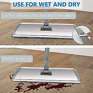 Microfiber Mop for Floor Cleaning, Aifacay Flat Floor Mop with 4 Washable Mop Pads Wet Mop System 360 Swivel Dust Dry Mop for Hardwood Laminate Tile Vinyl Floors Wall Baseboard Mop with Long Handle