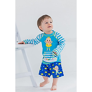 CoComelon JJ Infant Baby Boys Rash Guard and Swim Trunks Outfit Set Blue 24 Months