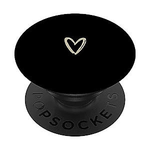 Beige Black Minimalist Heart PopSockets Standard PopGrip