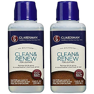 Guardsman Clean & Renew For Leather 8.45 oz - Removes Dirt and Grime, Great For Leather Furniture & Car Interiors - 2 Pack