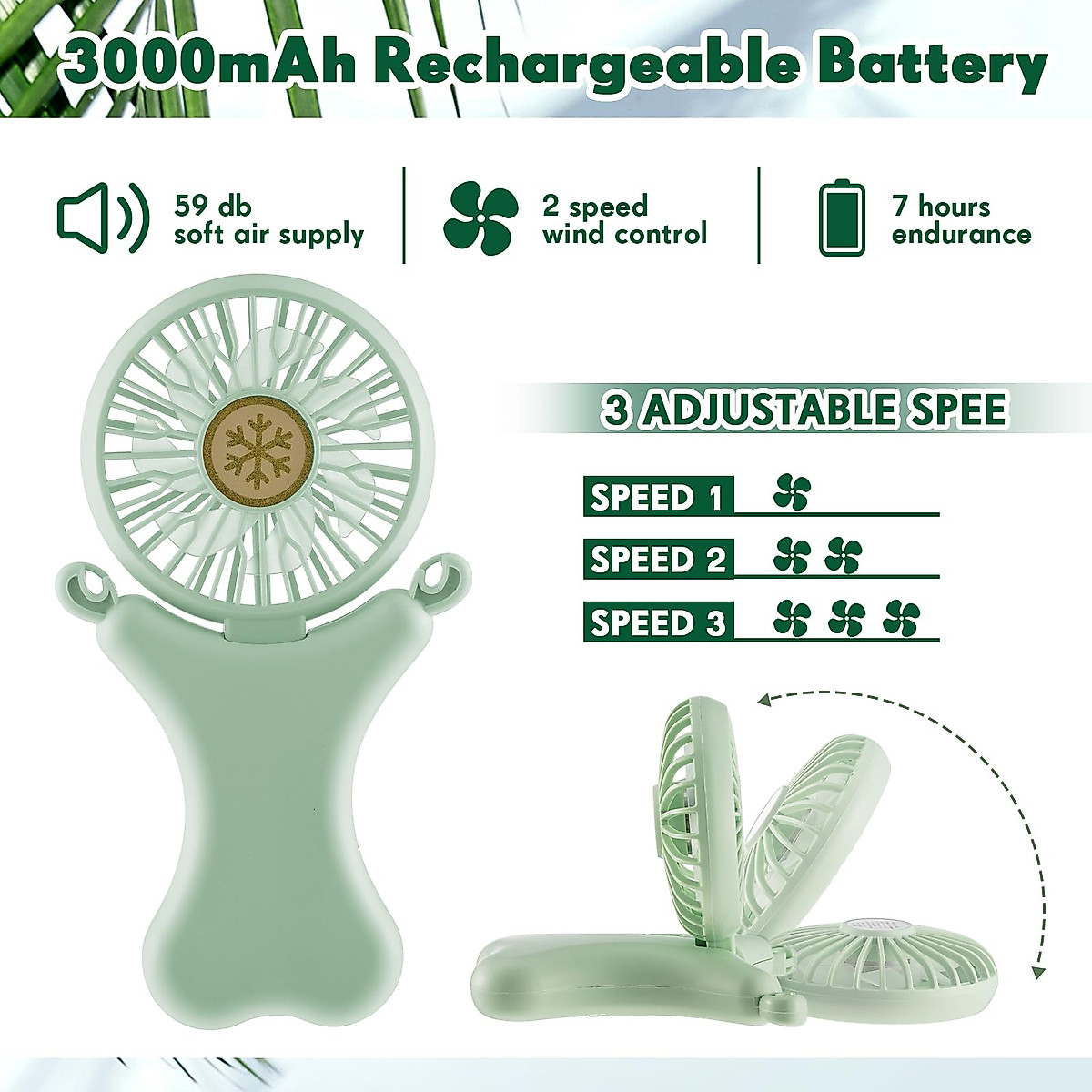 4 Pcs Fan Necklace Portable Mini Personal Fan 108 Degrees Rotating Adjustment Lash Fan 3 in 1 Hand Handheld Hanging Neck Speed Adjustable USB Rechargeable Fan for GWomen Indoor Outdoor Travelling