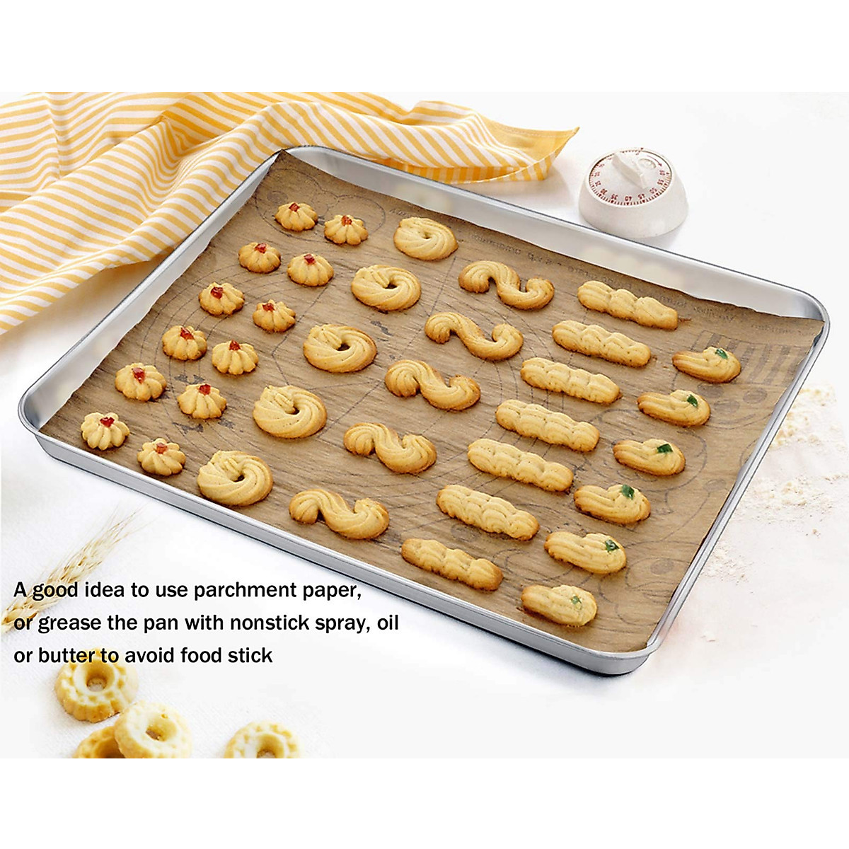 TeamFar Baking Sheet Set of 3, Stainless Steel Cookie Sheet Baking Tray Pan, Healthy & Non Toxic, Mirror Finish & Rust Free, Easy Clean & Dishwasher Safe
