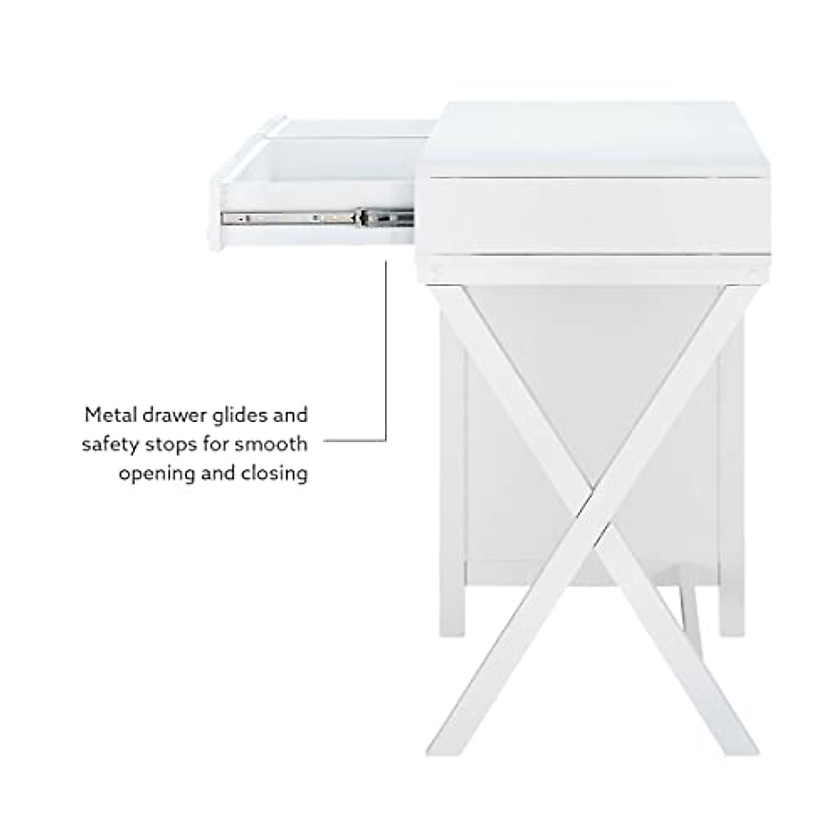 Linon White Modern Classic Side Storage Sadie Desk