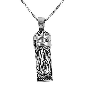 AJDesign Mezuzah Necklace for Men or Women in 925 Sterling silver Shema Yisrael, Chamsa, Hebrew Chai, Holyland Sand, Menorah (Open - My Fire Hamsa, 20 Inches Chain)