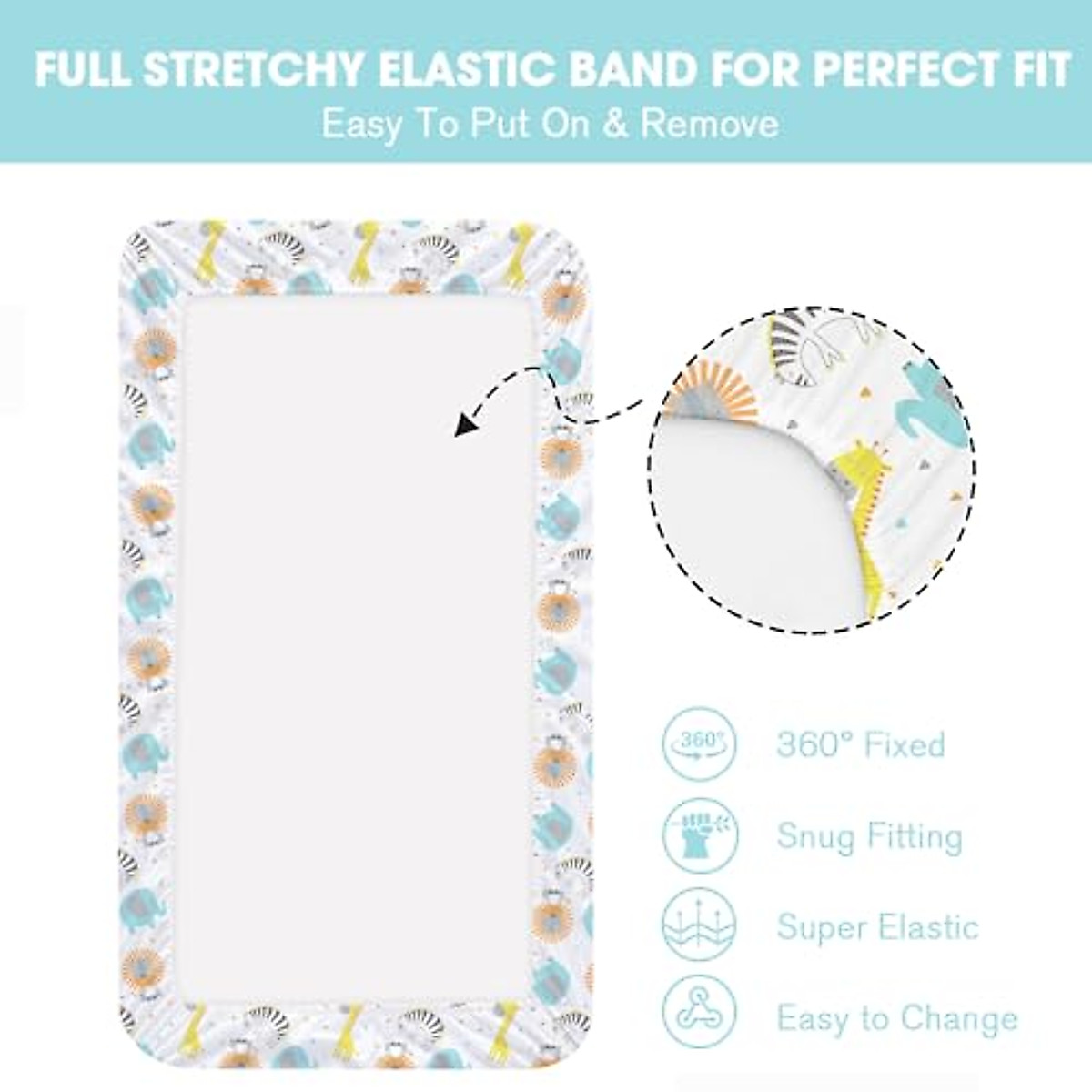 Little Grape Land Crib Sheets for Girls and Boys, 2pk Baby Crib Fitted Sheet for Standard Size Crib and Toddler Mattress, Super Soft Baby Sheet (Safari)