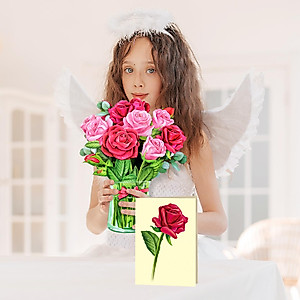 Airpark Paper Flowers Pop Up Cards, 12inch Rose, Greeting Cards Forever Flower Cards 3D Popup Cards with Note Card and Envelope for Christmas, Birthday Gifts for Women Kids, Holiday Decorations