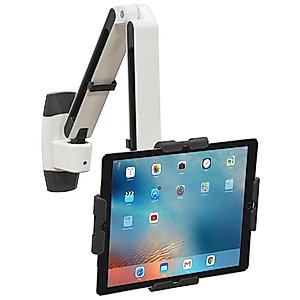 Displays2go, Extendable Wall Mounted Tablet Mount, Aluminum Construction – White, Black (IPROFLXWDA)