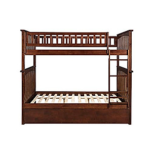 Atlantic Furniture Columbia Bunk Bed Full Over Full with Twin Size Urban Trundle Bed Walnut/Full Over Full
