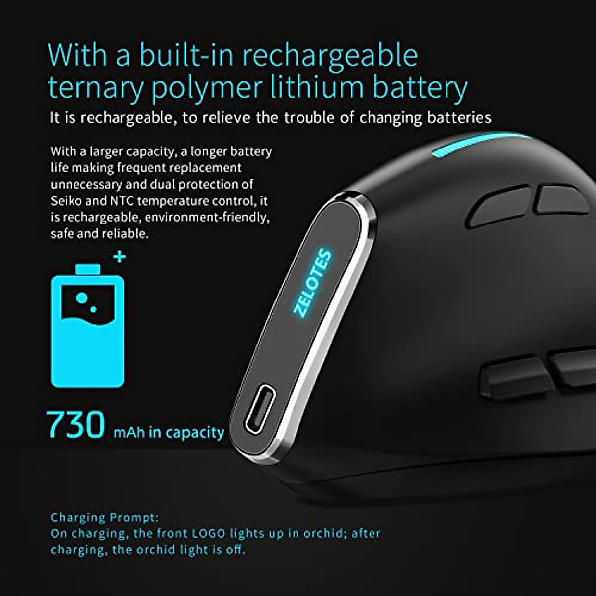 Wireless Bluetooth Ergonomic Vertical Mouse Programmable Custom Buttons Onboard Memory USB Computer Mouse for Office Gaming Right Hand PC Mouse