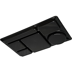 Carlisle FoodService Products 61503-E Rectangular Tray w/ (6) Compartments, 15" x 8.75", Plastic, Black