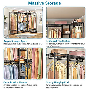 VIPEK L50 Protable Closet Rack Large Corner Freestanding Wardrobe Closet, Multi-Functional L Shaped Clothes Rack Heavy Duty Metal Clothing Rack for Hanging Clothes, Max Load 1150LBS, Black