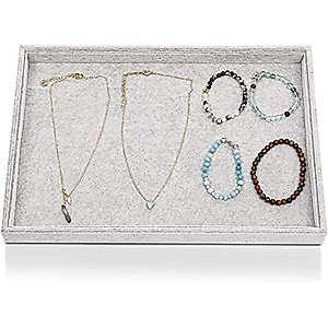 Juvale Grey Velvet Stackable Jewelry Organizer Tray for Necklaces, Rings, Display for Pendants, Earring Storage (13.8 x 9.5 in)