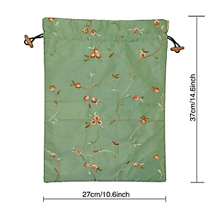 Ouyatoyu 4pcs Embroidered Silk Flower Design Jacquard Travel Bag, Laundry Bags Shoe Bags, Lingerie Bags Underwear Bags for Travel Storage for Men Women Washable Cloth Shoe Bags