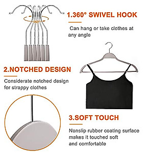 ELONG HOME Grey Plastic Thin Hangers for Clothes, 28 Pack Upgraded Rubberized Hangers Non Slip, Durable Slim Clothing Notches Hangers, 17.7 Inches Wide for Adults Clothes