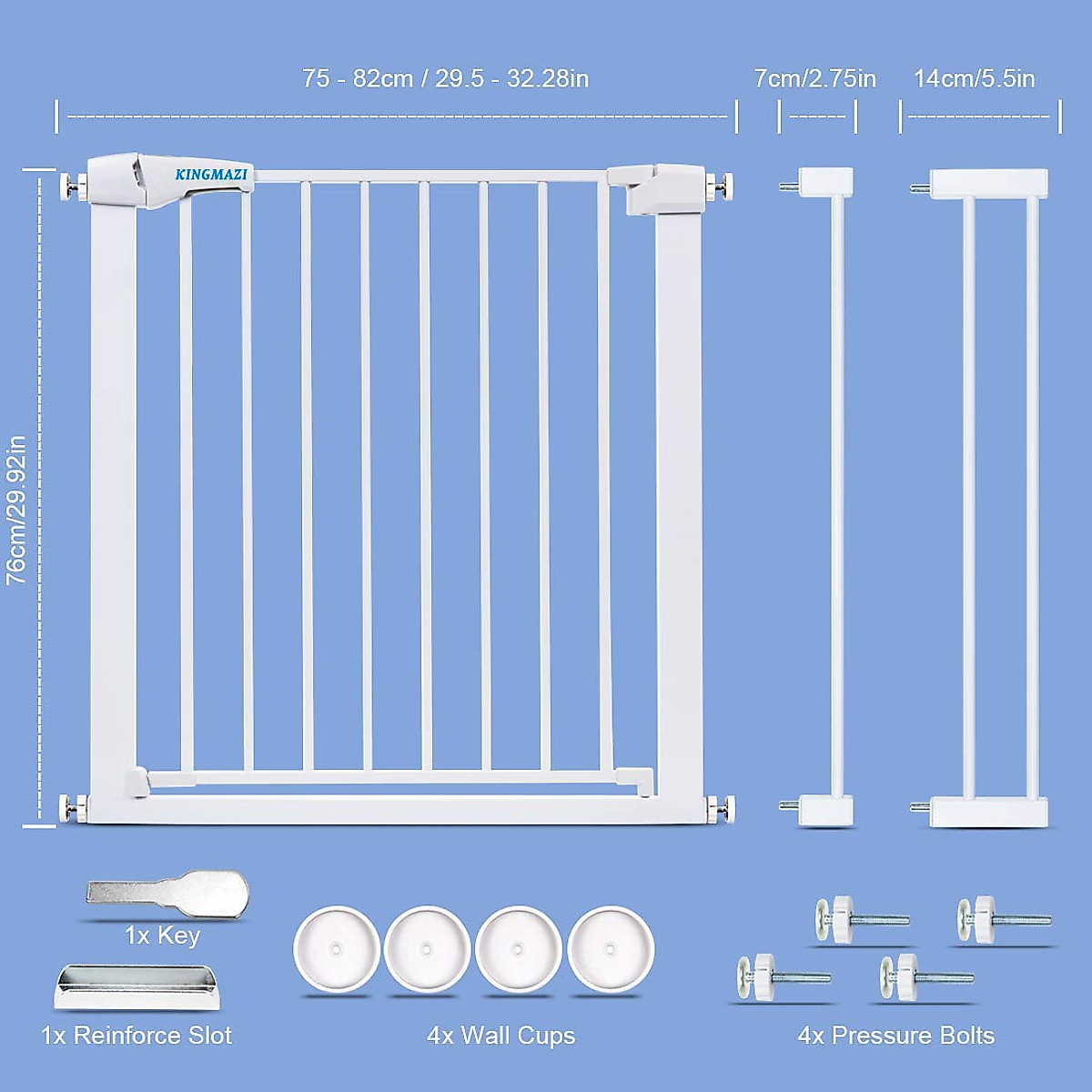 Safety Baby Gate,29.5-40.5 inch Auto Close Features，Luxury Extra Tall&Wide Child Gate, Heavy-Duty gate, Easy Walk-Thru pet Gate for The House, Stairs, Doorways & Hallways. (Applicable 29.5''-40.5'')