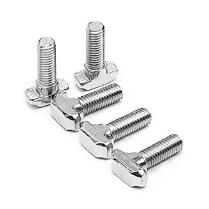 MroMax M8-1.25x25mm T Slot Bolts Carbon Steel Drop-in Stud Sliding Screw Bolt Metric Hammer Head Bolt for European Standard 45 Series Aluminum Extrusions Silver 20Pcs