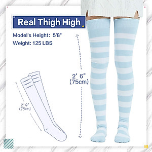 Kayhoma Extra Long Cotton Stripe Thigh High Socks Over the Knee High Socks, 2 Pairs…