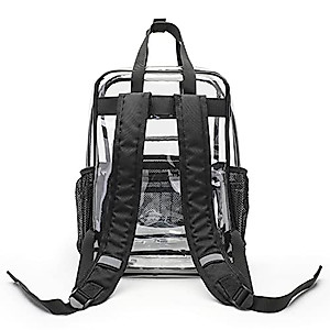 SharPlus Clear Backpack Large Heavy Duty Transparent See Through Plastic PVC Book Bag for School, Work, Stadium, Security, Travel-1 mm Thick PVC- 2 Ways Zippers