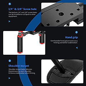NEEWER Camera Shoulder Rig, Video Film Making System Kit for DSLR Camera and Camcorder with Shoulder Mount, 15mm Rod, Handgrip and Matte Box, Compatible with Canon Nikon Sony DSLR Cameras (Red)