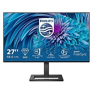Philips 27, 2560x1440, IPS Flat, H/A E Line 275E2FAE/00, 68.6 cm, W125851676 (E Line 275E2FAE/00, 68.6 cm (27), 2560 x 1440 Pixels, 4K Ultra HD, LED, 4 ms, Black)