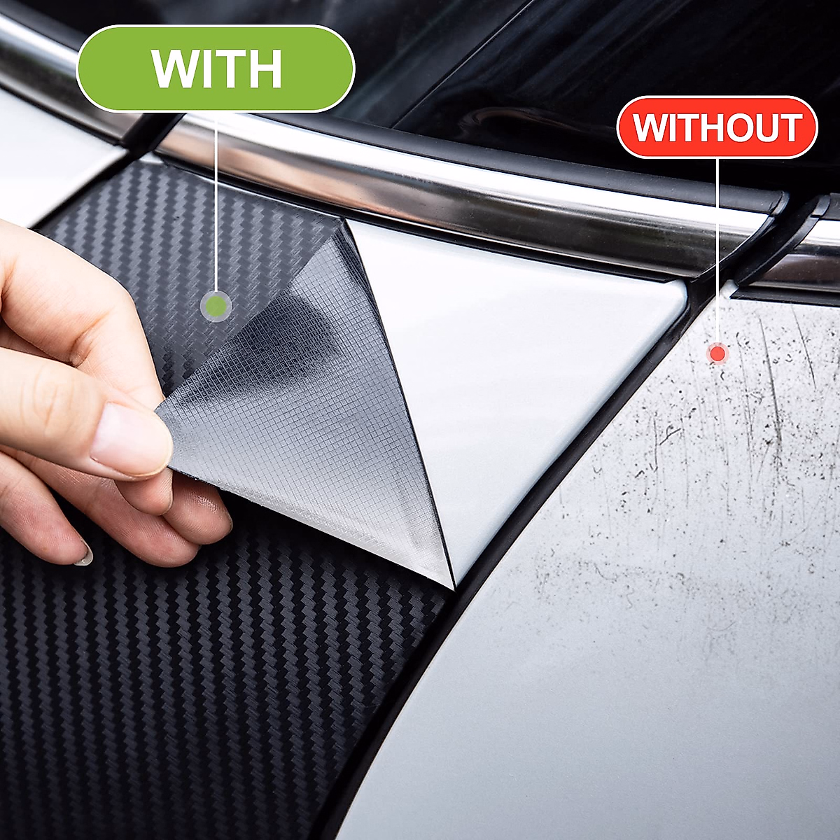 Spurtar Carbon Fiber Vinyl Wrap - 1.48ft X 5ft 3D Carbon Stickers, Matte Black, Includes Tools for Automotive Vinyl Wraps