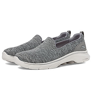 Skechers Women's Go 7-Meadow Casual Slip On Walking Sneaker, Gray, 5.5