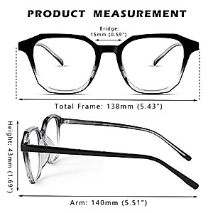 Haygafe Vintage Clear Glasses for Women Men Cute Square Frame Fake Non-prescription Eyeglasses