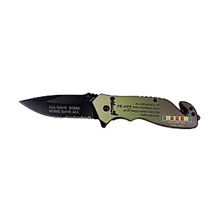 Folding Pocket Knife, 5 inch Stainless Steel Blade Pocket Knife with Vietnam War Veterans Flag| Vietnam War Memorial Collection In Memory of 58,479 brothers and sisters who never returned| with Pocketclip for Camping, Gifts for Father, Husband