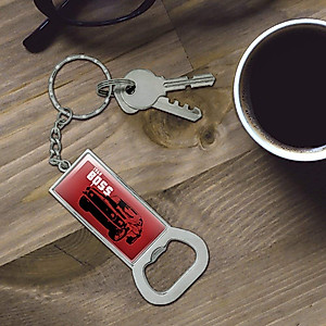 GRAPHICS & MORE Ford Mustang 1969 Boss Keychain Rectangle Chrome Plated Metal Bottle Cap Opener