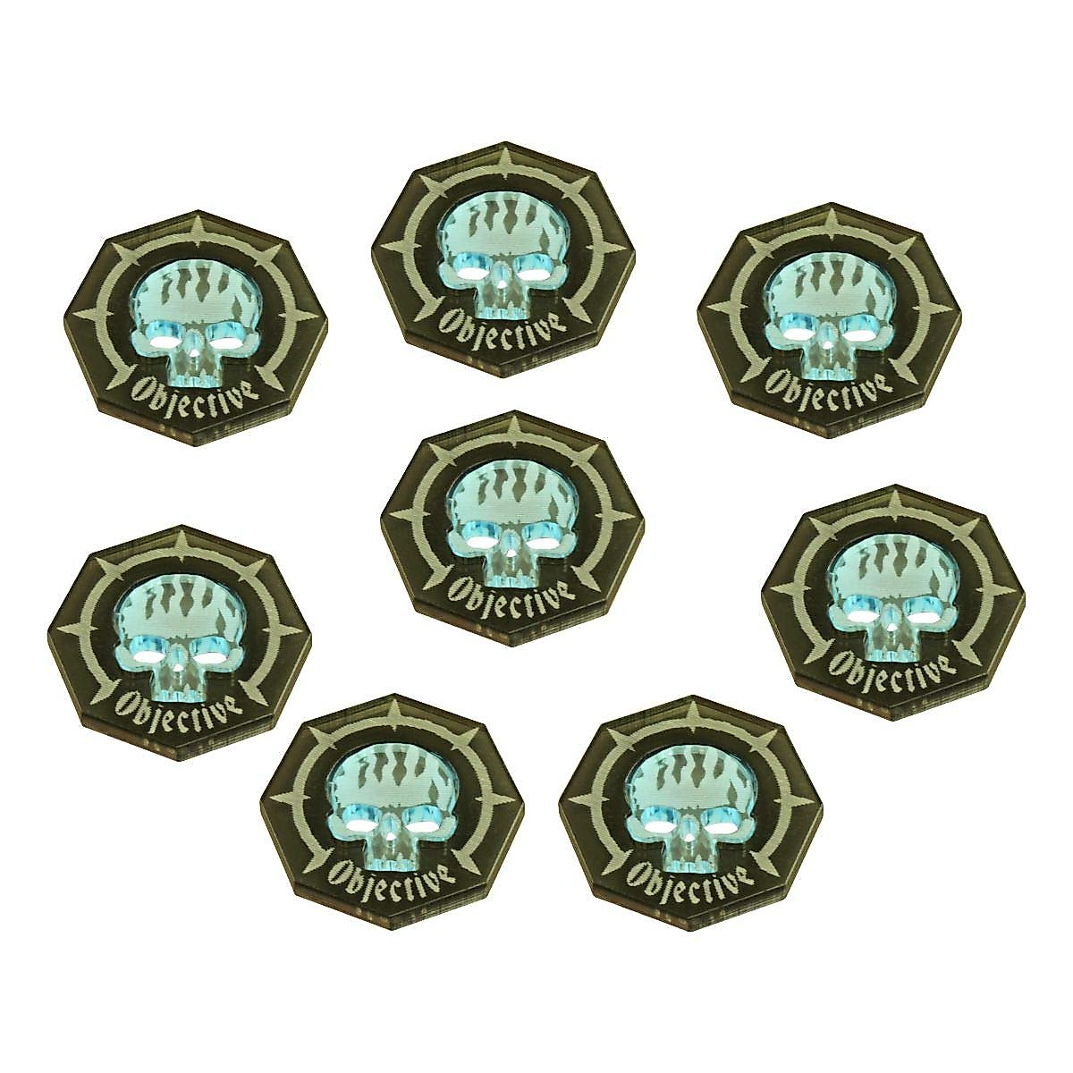 LITKO Objective Token Set Compatible with Warcry, Transparent Grey & Transparent Light Blue (8)
