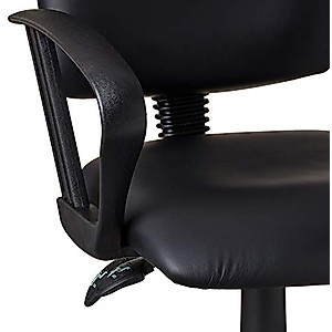 Boss Office Products Multi-Function LeatherPlus Drafting Stool with Loop Arms in Black