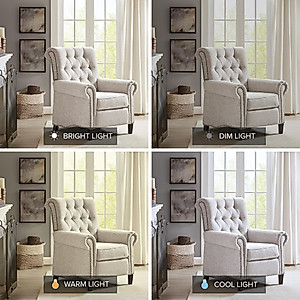 Madison Park Aidan Recliner Chair - Solid Wood, Plywood, Roled Back Button Tufted Accent Armchair Modern Classic Style Family Room Sofa Furniture, Cream