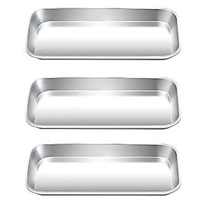 Yzurbu 3pcs Metal Tray, Stainless Steel Tray for Tattoo Supplies, Resin, Bathroom, Lab Instrument