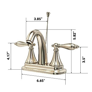 LEDMyplace Double Handle Bathroom Faucet with Drain, Mid-Arc Centerest Bathroom Sink Faucet with Lift Rod, Brushed Nickel Finish, Zinc Handle, Brass Body, 2 Holes Deck Mounted Bath Faucet